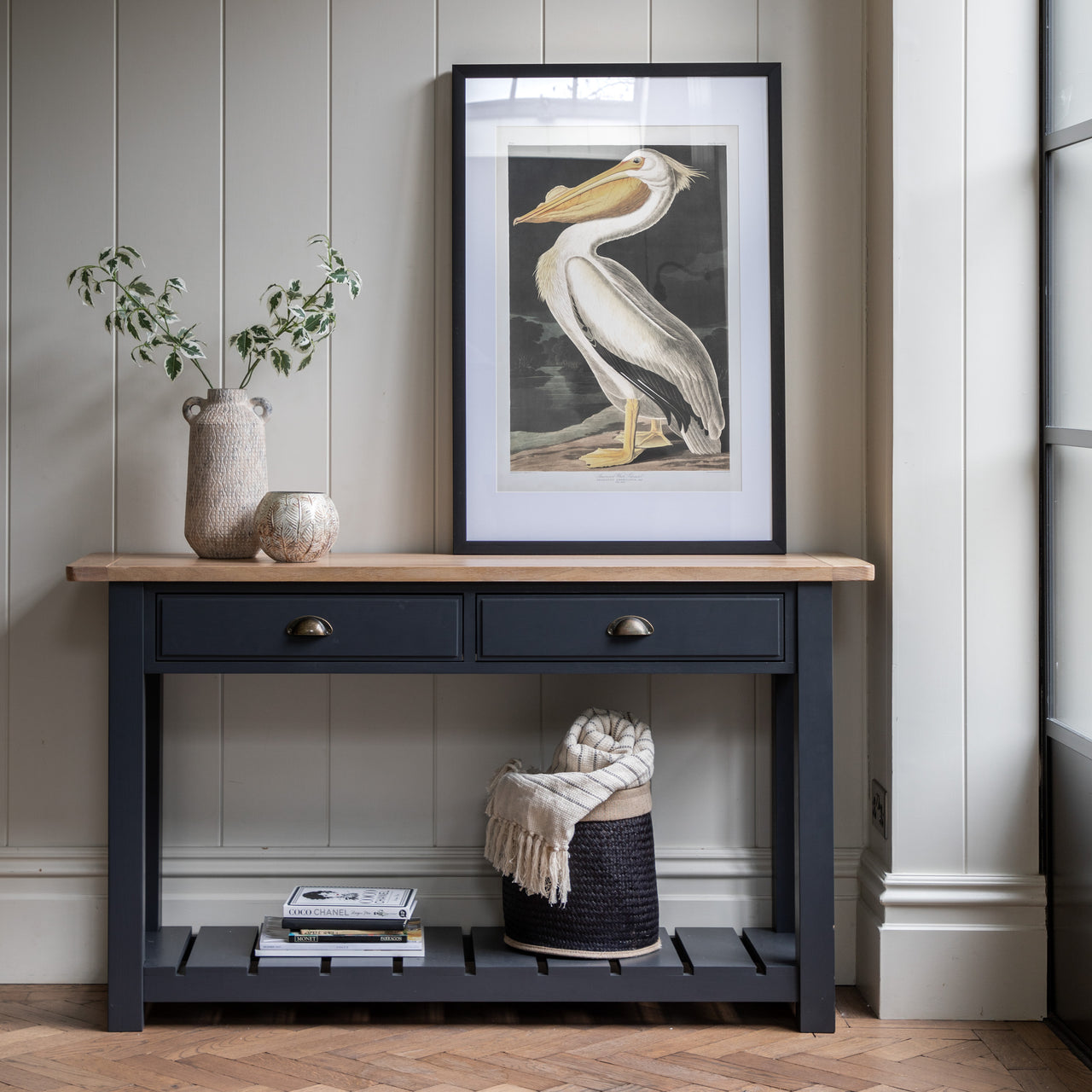 Huntington 2 Drawer Navy Console Table – FW Homestores