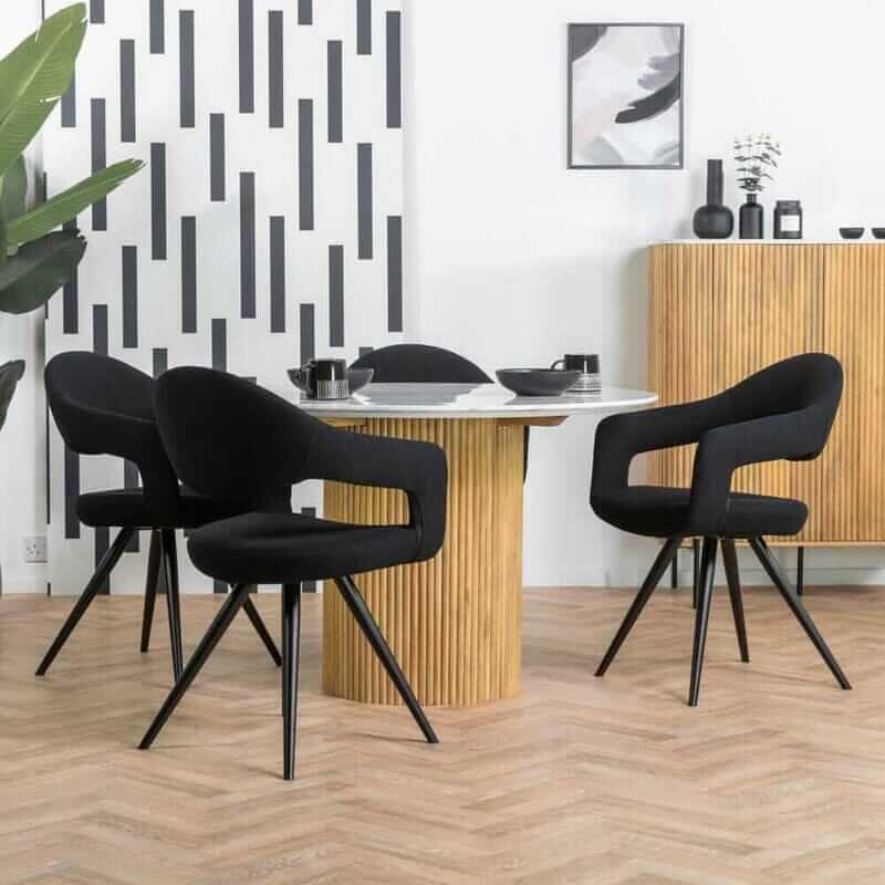 Emma Bouclé Black Dining Chair Set Of 2