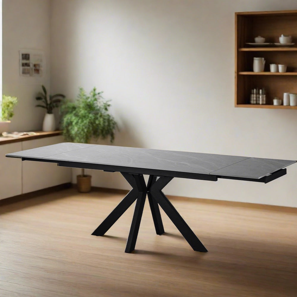 Olympia Light Grey Matt Ceramic Extendable Dining Table (160cm-240cm)