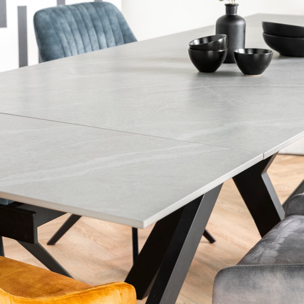 Olympia Light Grey Matt Ceramic Extendable Dining Table (160cm-240cm)